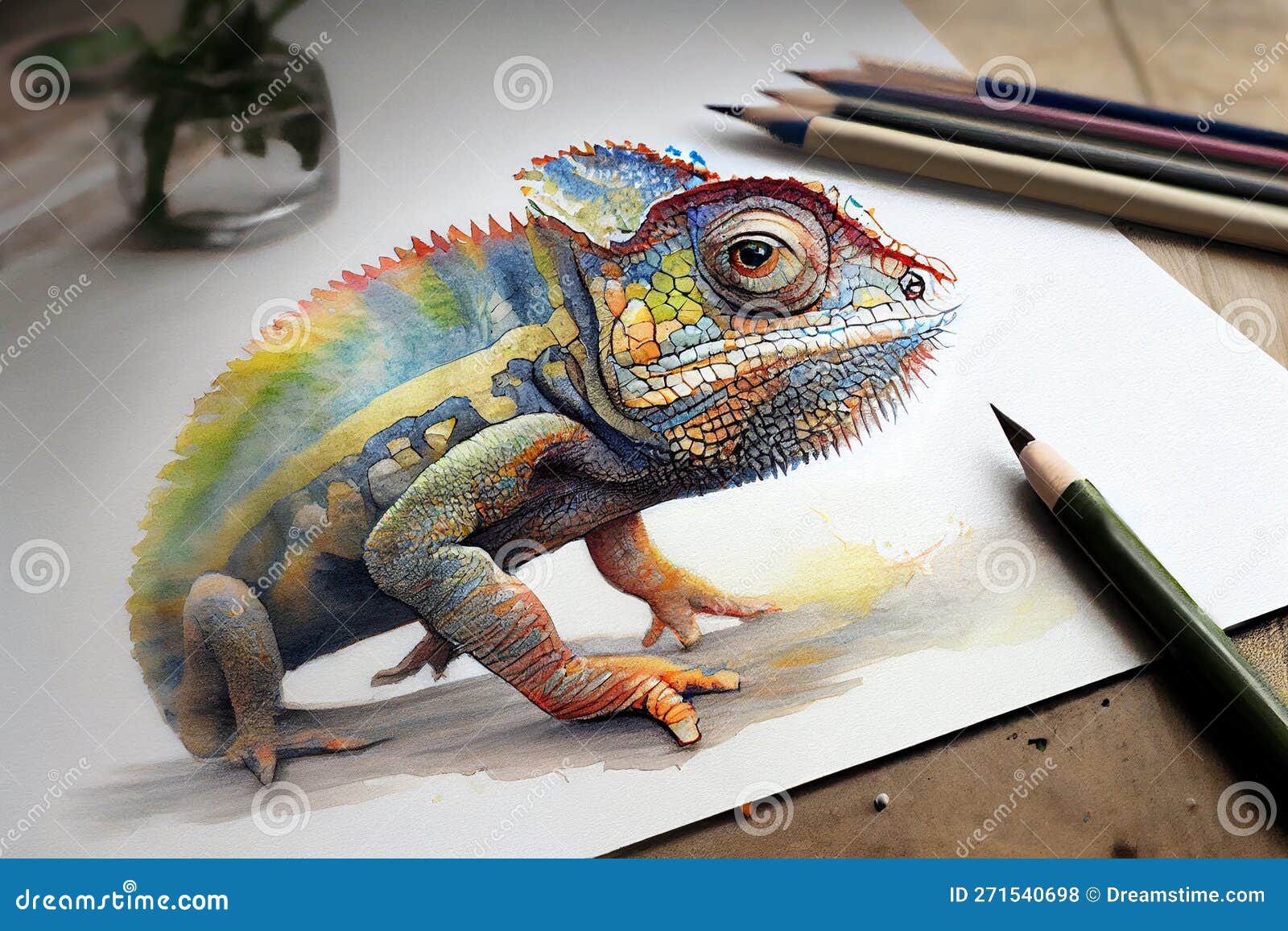 Realistic Chameleon Drawing