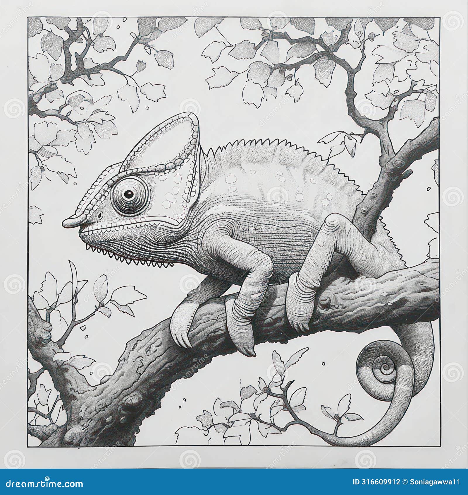 Chameleon Drawing By One Continuous Line, Sketch Vector Illustration ...