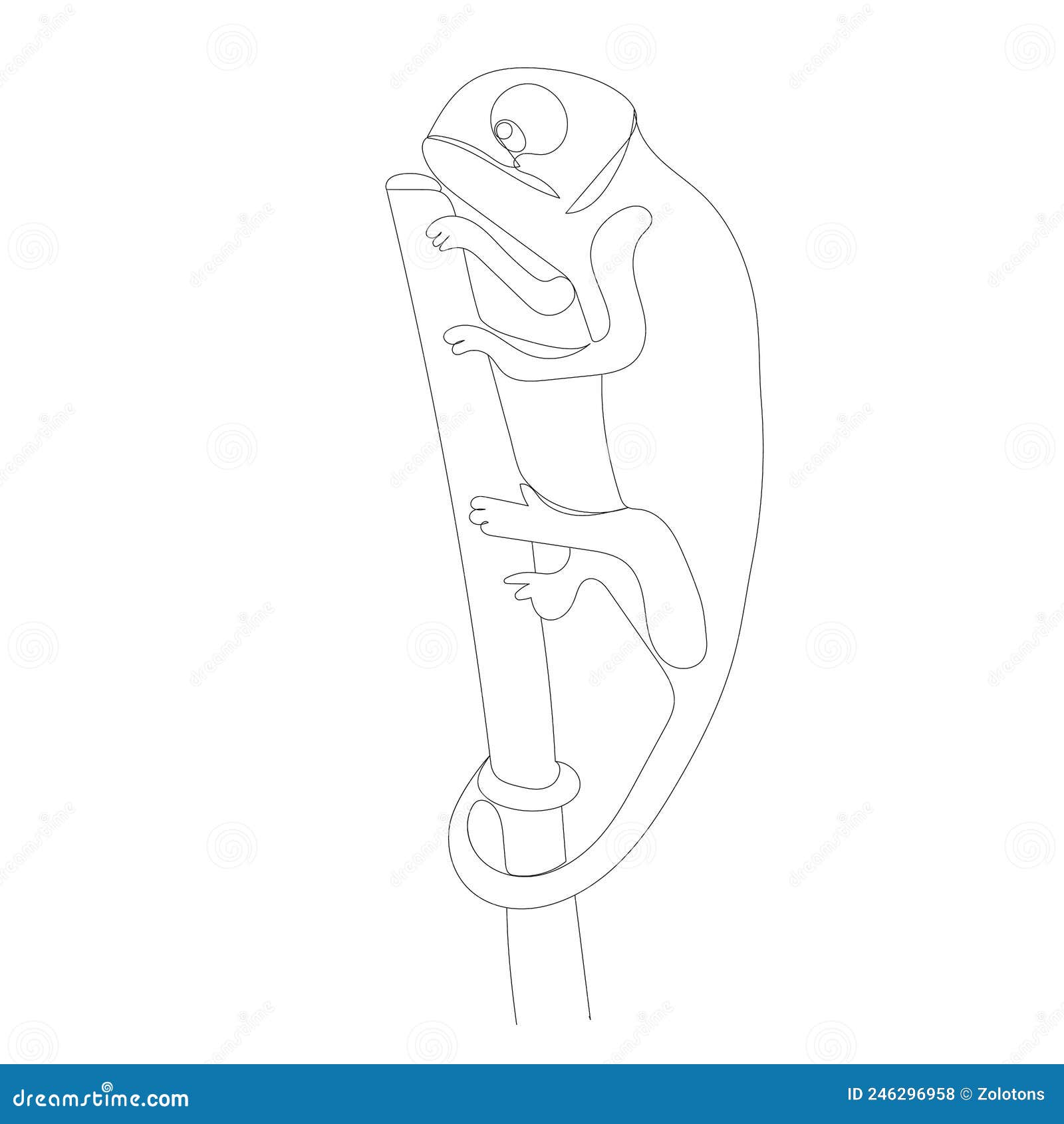 Chameleon Drawing By One Continuous Line, Sketch Vector Illustration ...