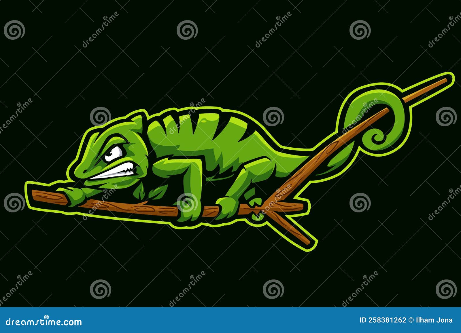 Chameleon Mascot Logo Cartoon Illustration Hand Draw Stock Vector ...