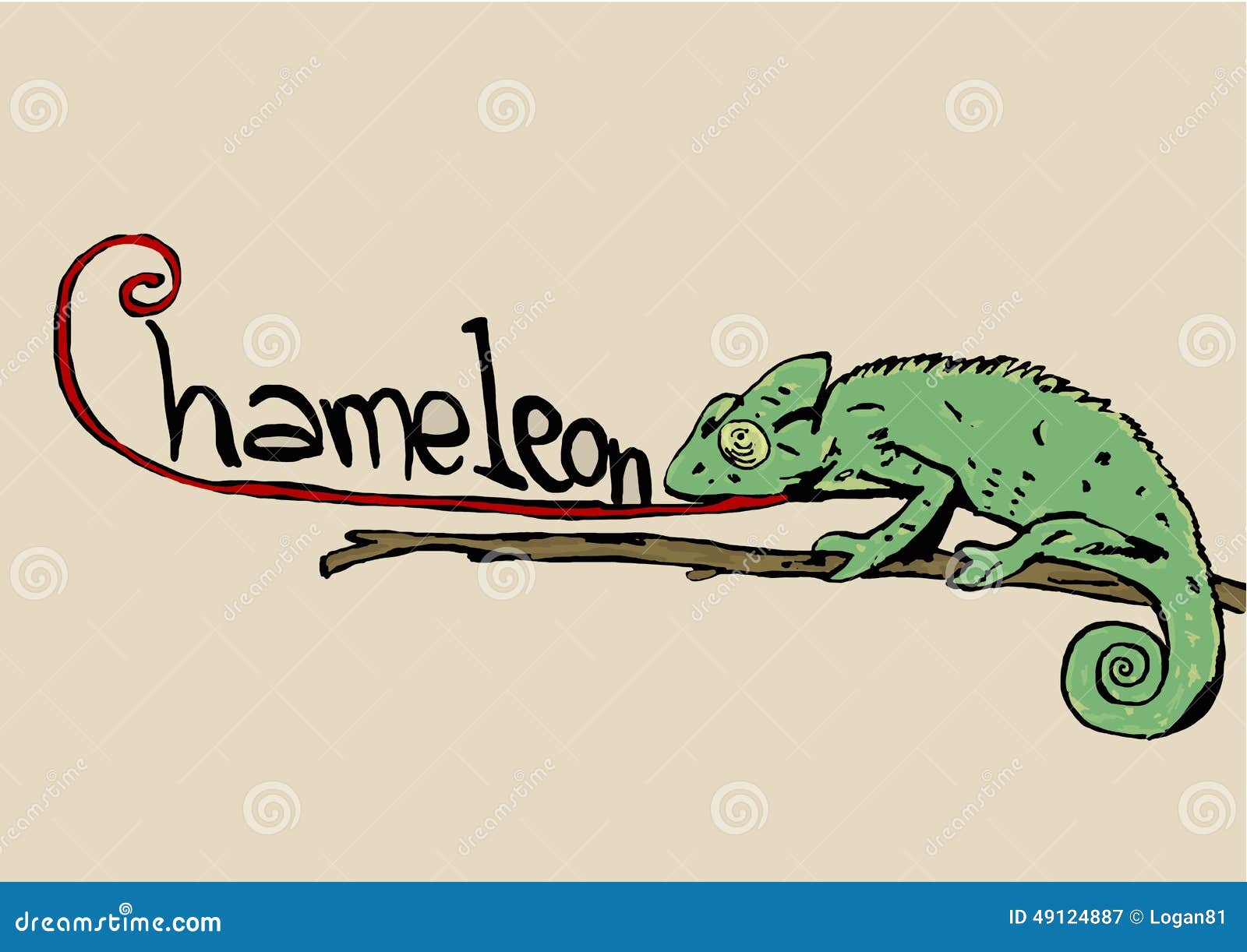 Chameleon with text stock illustration. Illustration of lizard - 49124887