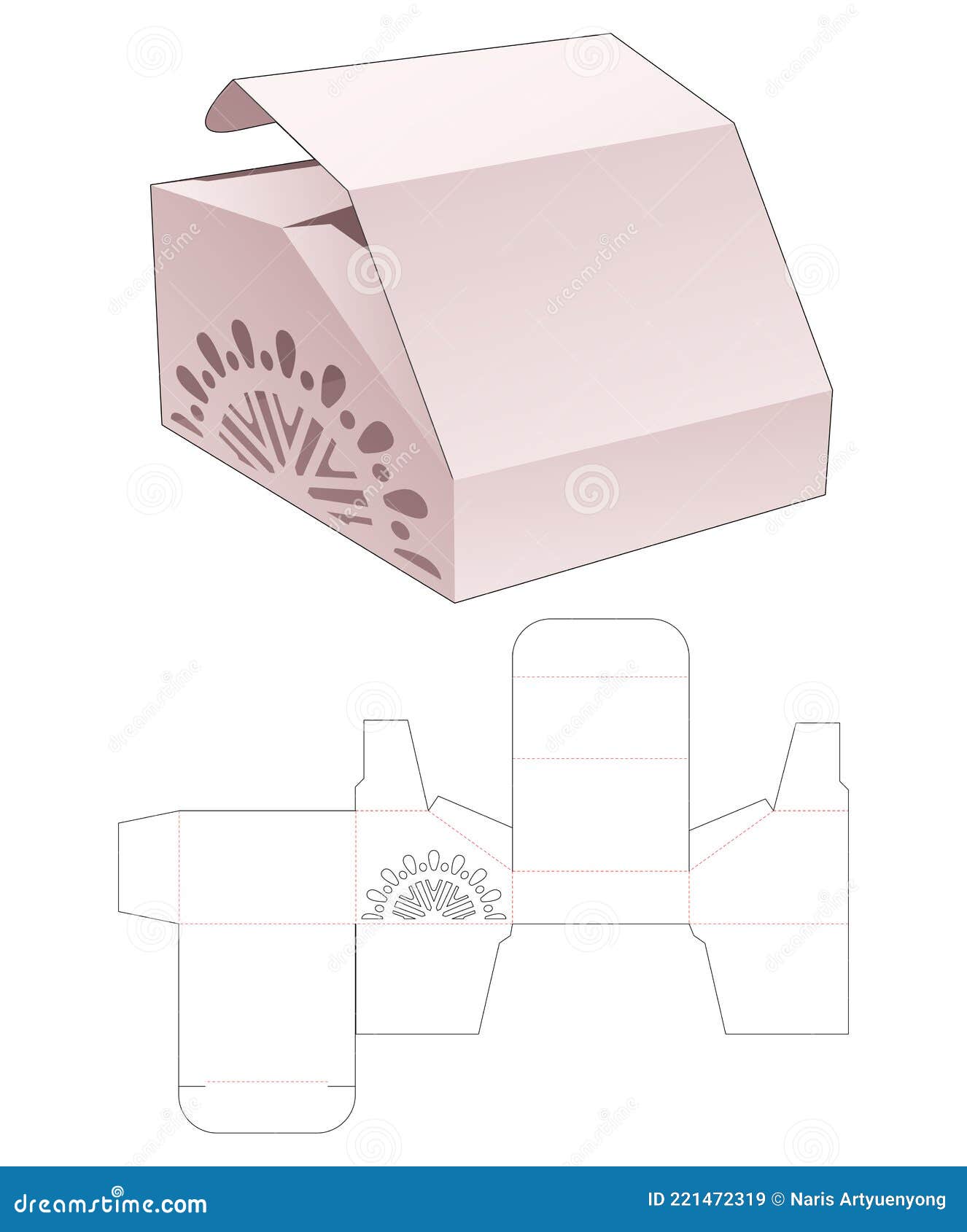 Chamfered Box with Stenciled Mandala Die Cut Template Stock Vector ...