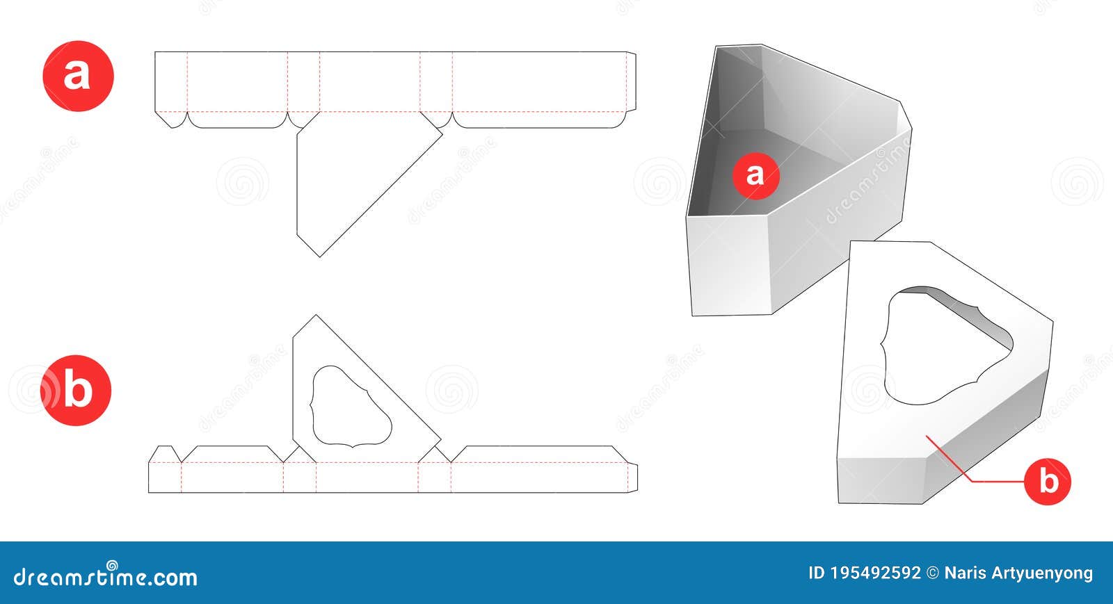 Chamfered Triangular Shaped Gift Box and Lid Which Has Window Top Die ...