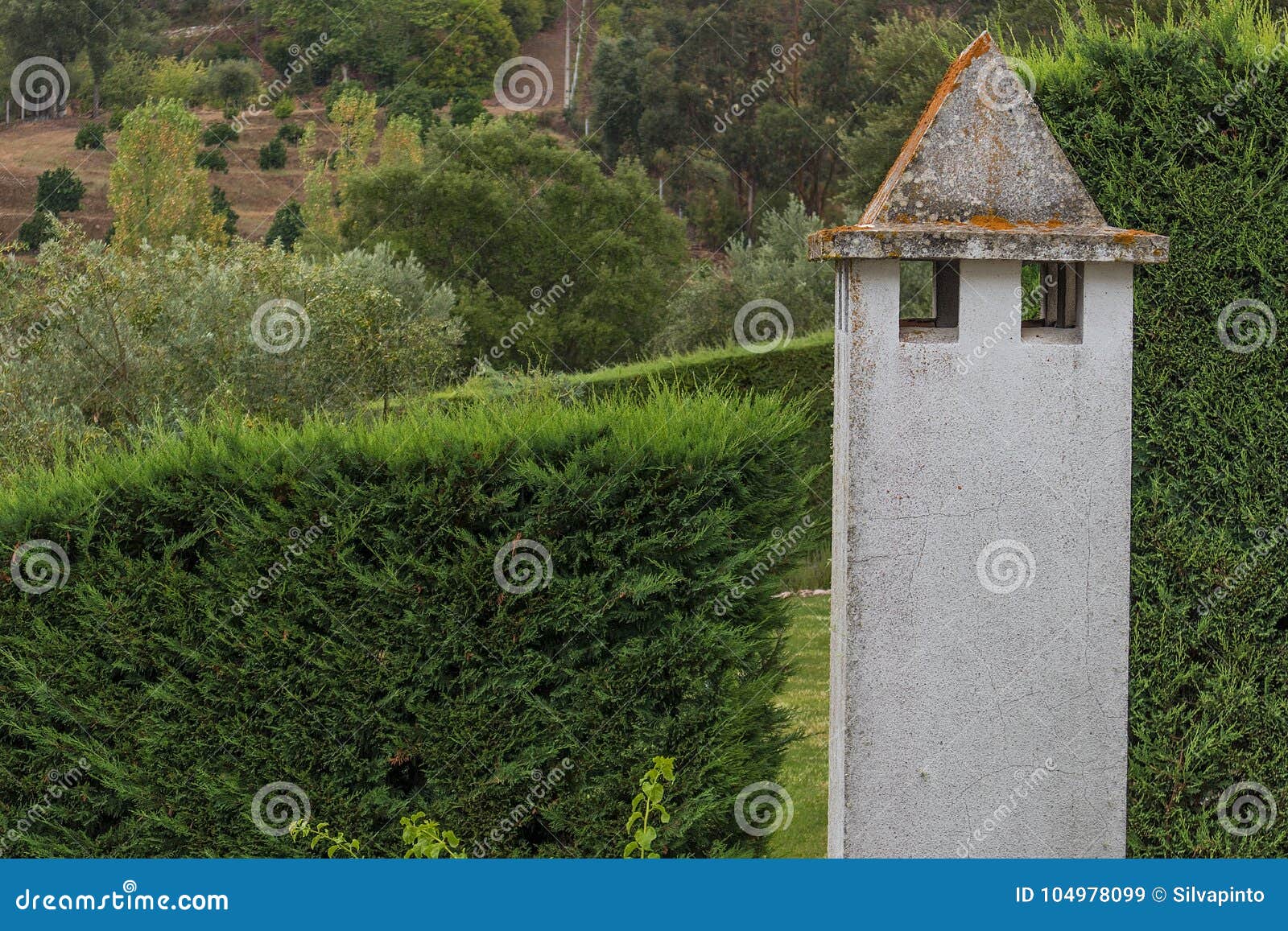 Chamine of Old House Surrounded by Greenery. Stock Image - Image of ...
