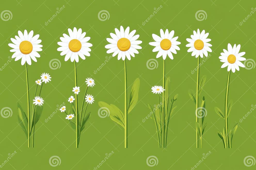 Chamomile Flowers at Various Growth Stages, Showcasing the Visual ...