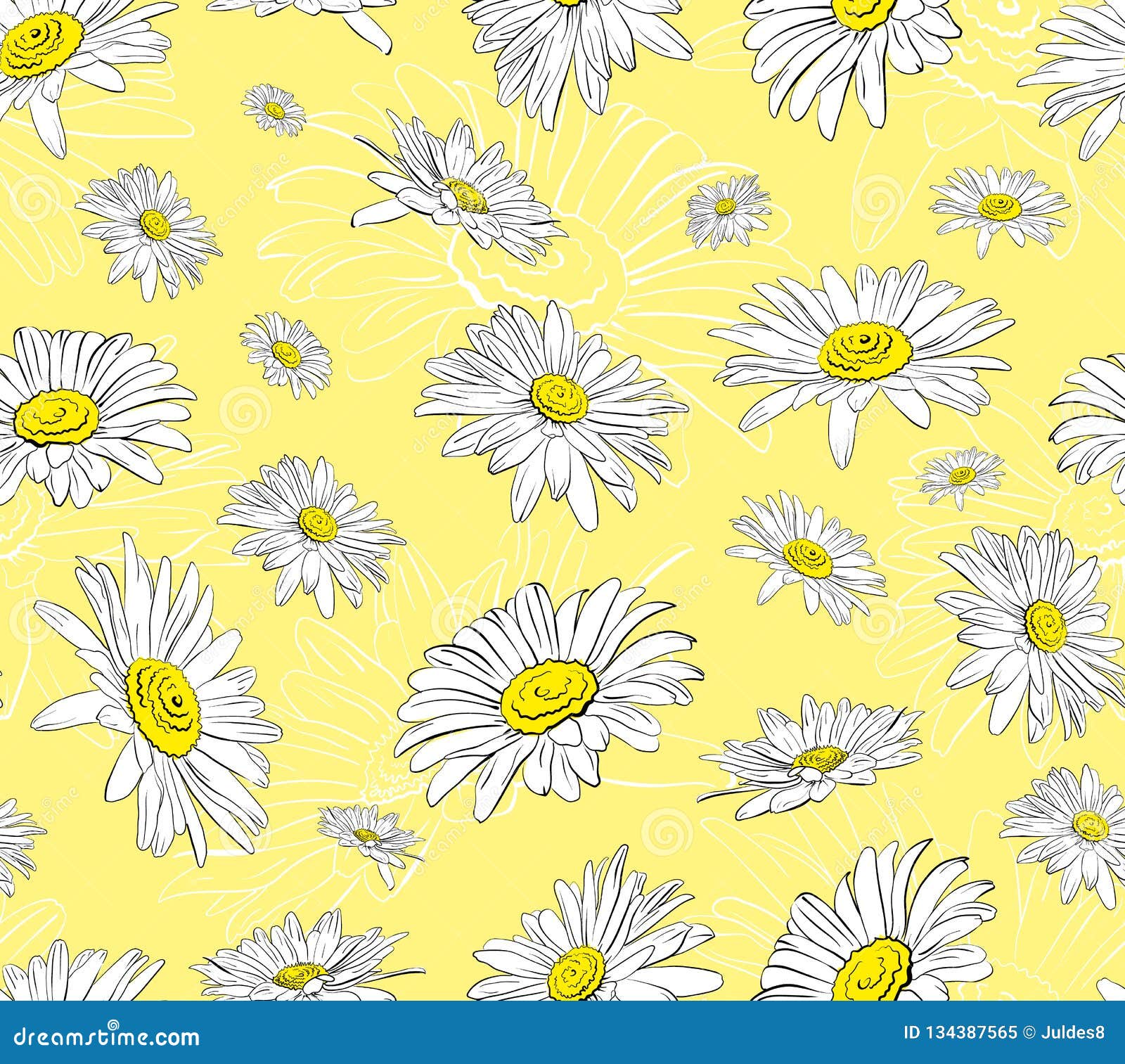 Chamomile Pattern in Graphics Stock Vector - Illustration of natural ...