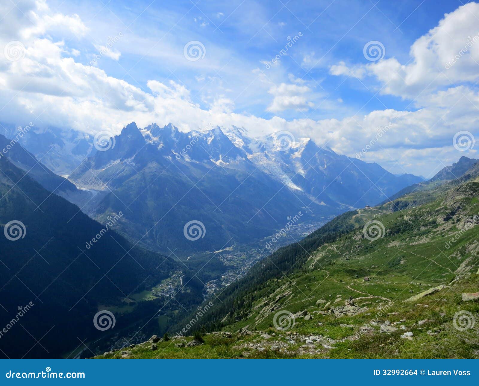 Chamonix in Summer, French Alps Stock Photo - Image of high, clouds ...