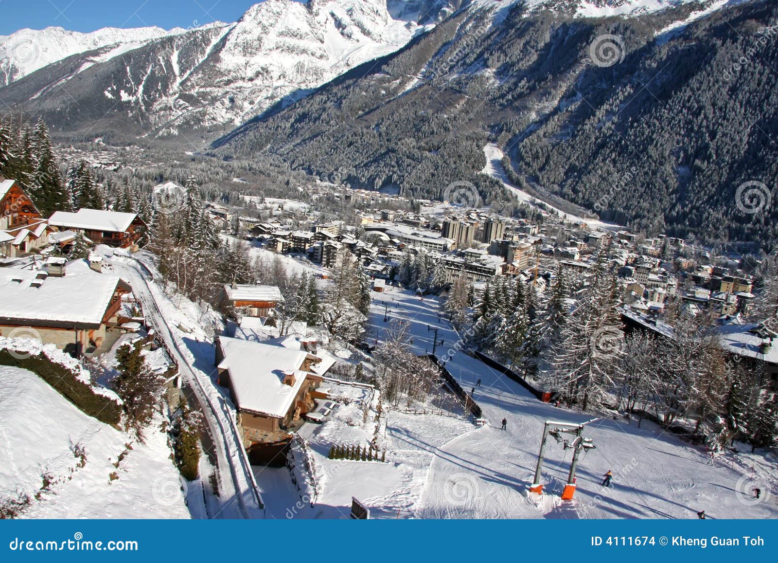 Chamonix in winter stock photo. Image of covered, white - 4111674