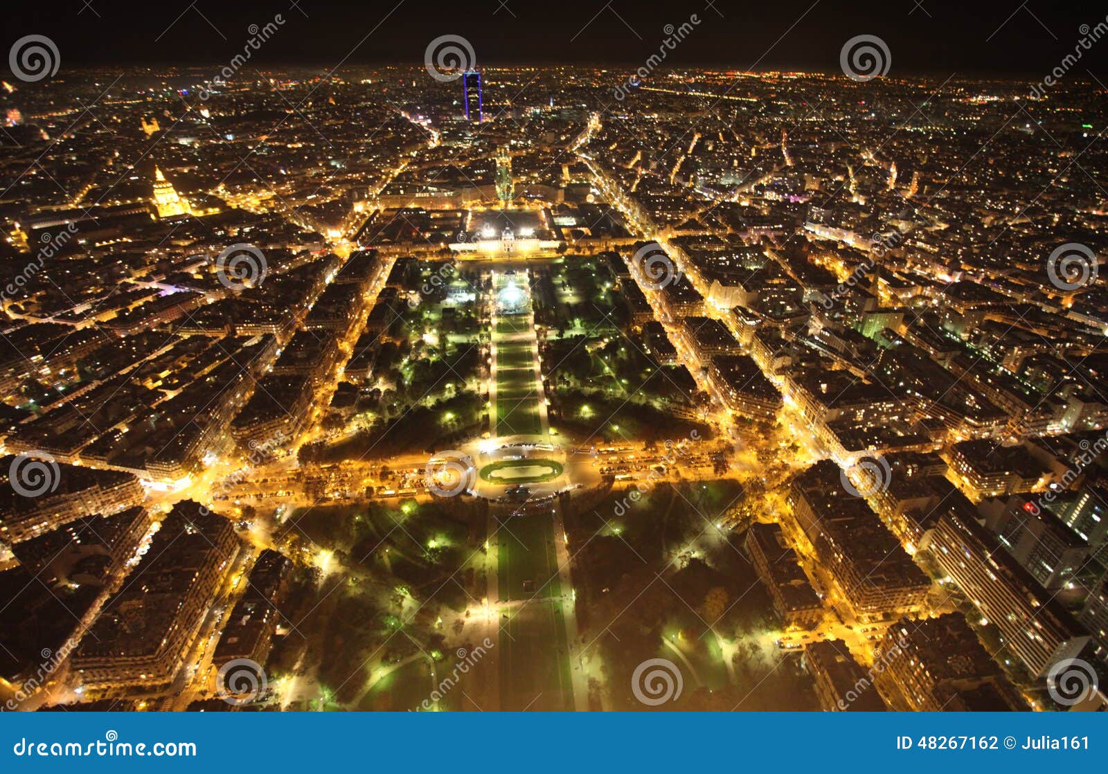 Champ De Mars Night View from Eiffel Tower. Paris Editorial Photography ...