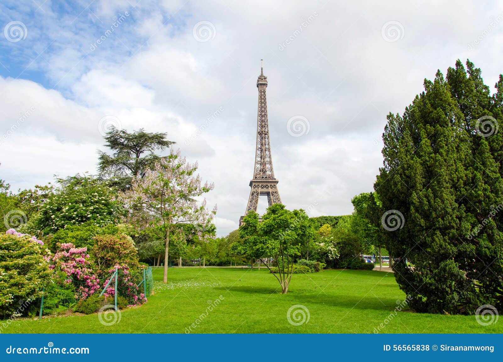 Champ De Mars Park with Eiffel Tower Stock Photo - Image of green, mars ...