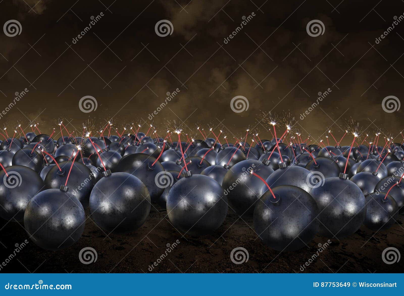 Champ De Mines, Mines, Explosifs, Bombes, Fond Illustration Stock ...