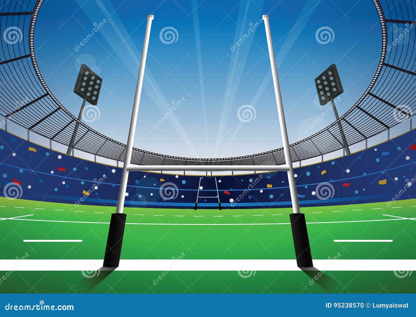 Champ De Rugby Avec Le Stade Lumineux Illustration de Vecteur ...