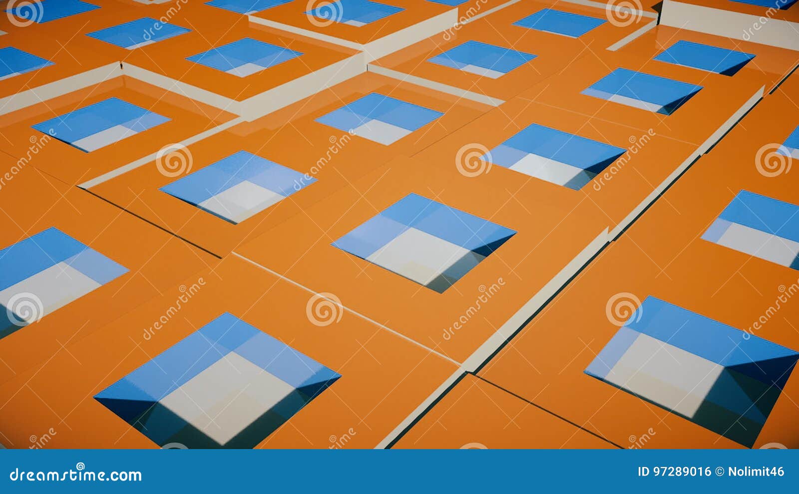 Champ Des Cubes Oranges Lumineux Illustration Stock - Illustration du ...