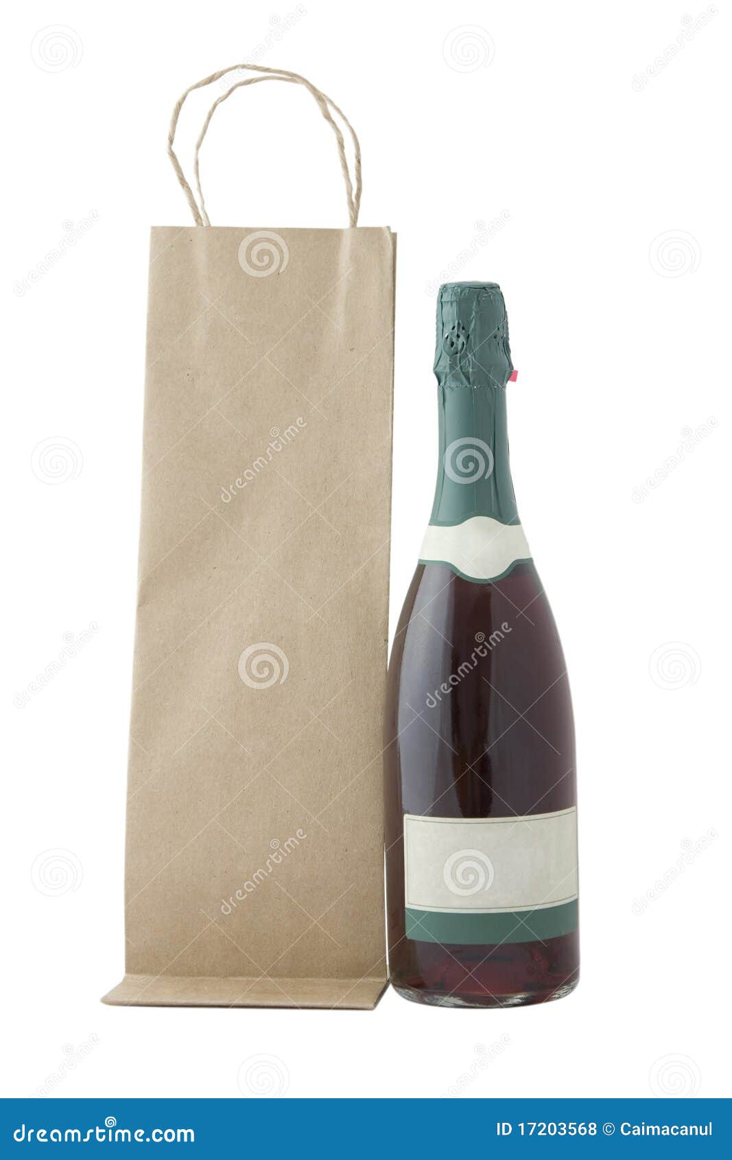 Champagne Bottle and Brown Bag Stock Photo - Image of green, event ...