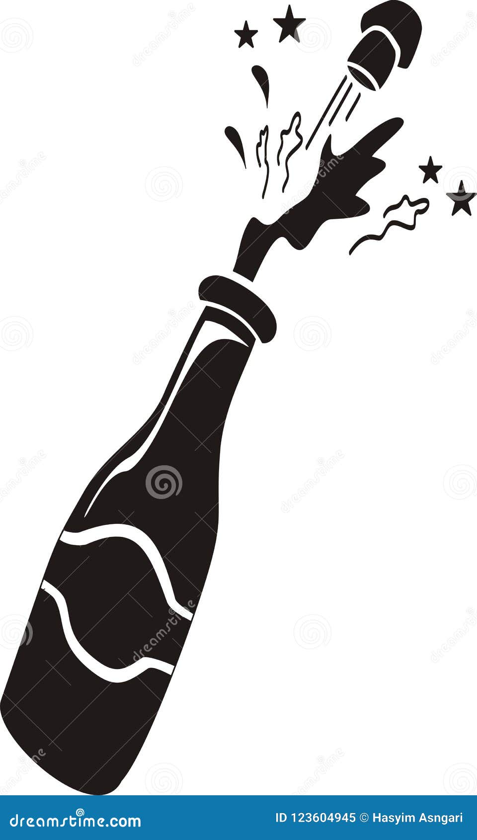 Champagne Bottle Explosion Icon Vector Stock Illustration ...