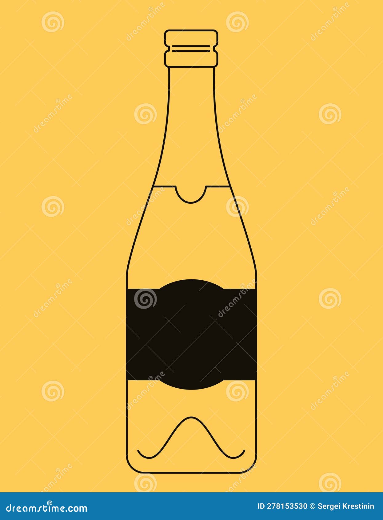 Champagne Bottle in Outline Style. Stock Illustration - Illustration of ...