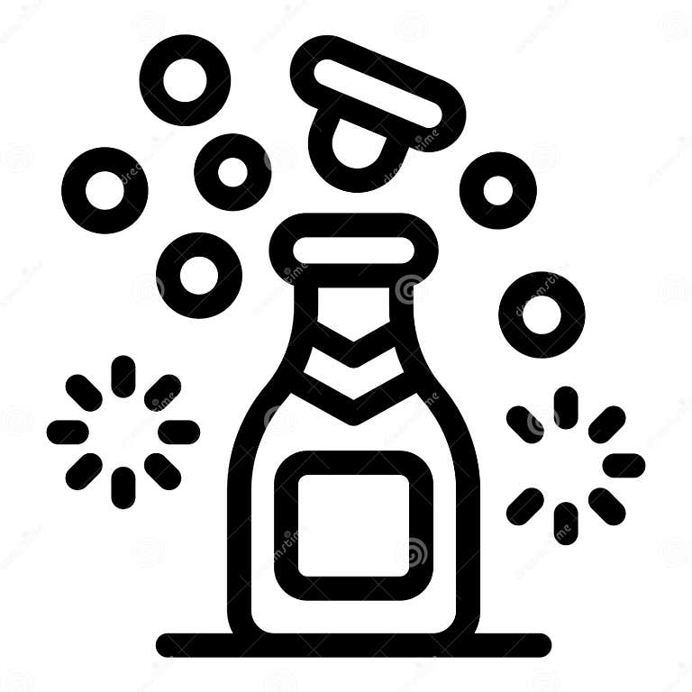Champagne Bottle Popping with Cork and Bubbles Icon Stock Illustration ...