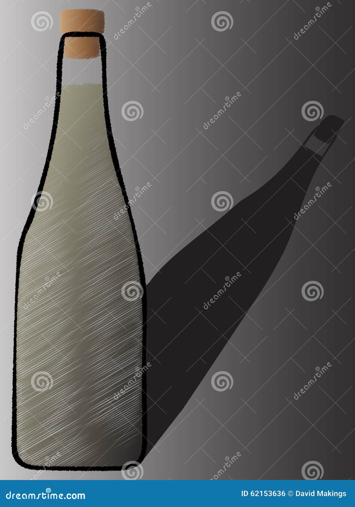 Champagne Bottle Shadow stock abbildung. Illustration von korken - 62153636