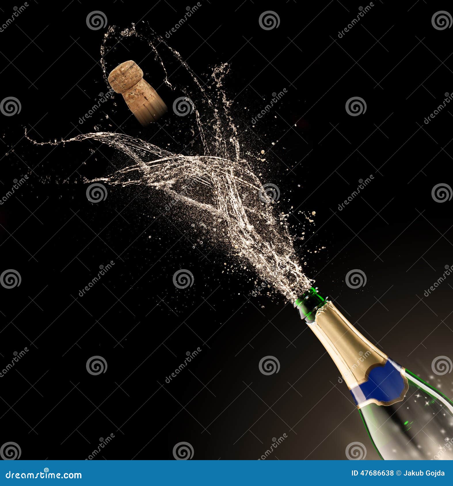 Champagne Bottle with Splash Stock Photo - Image of celebrate ...