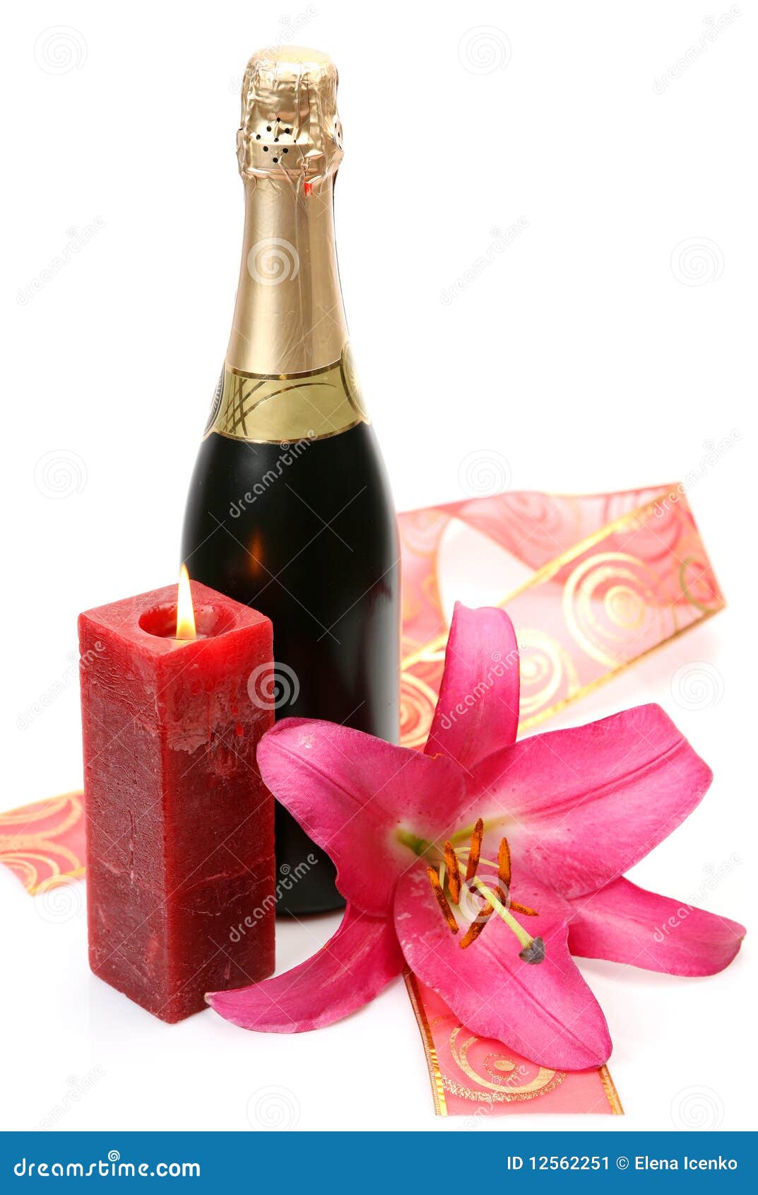 Champagne and candle stock image. Image of beauty, holiday - 12562251