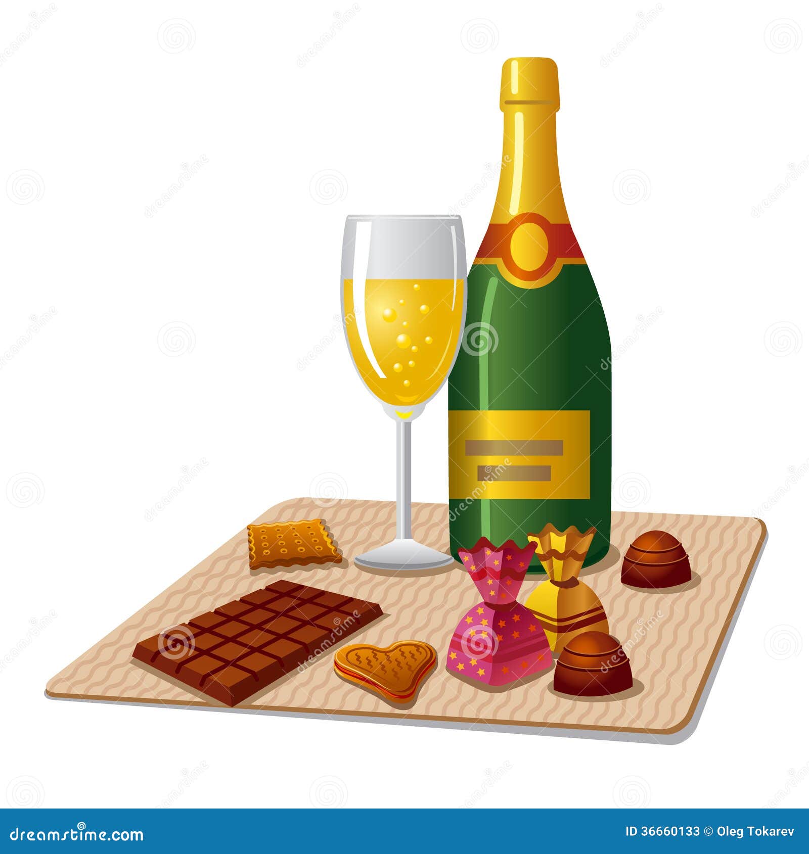 Champagne and candy stock illustration. Illustration of alcohol - 36660133