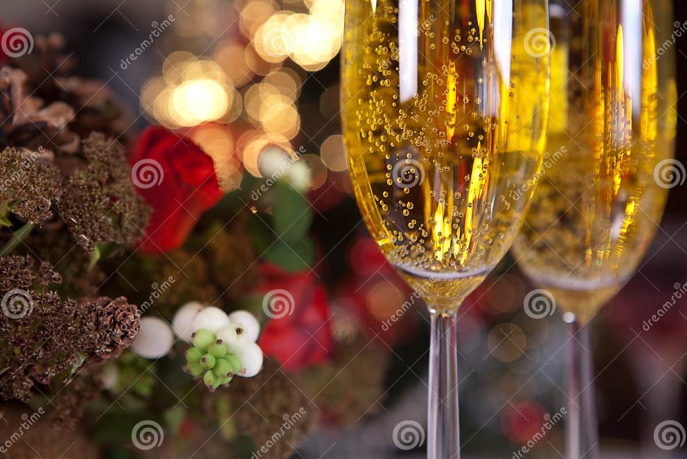 Champagne and Christmas Tree 1 Stock Image - Image of elegance, holiday ...