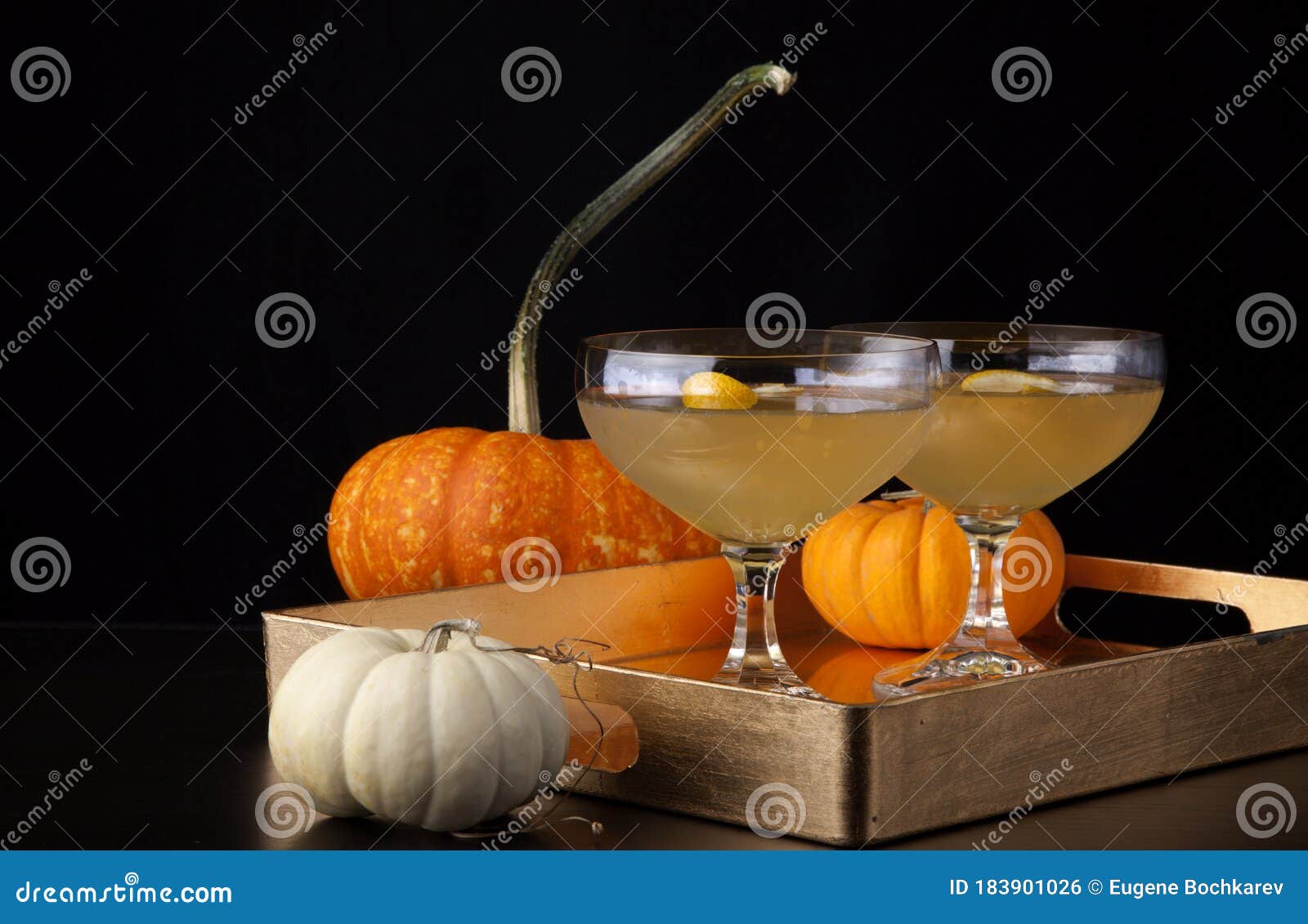 Champagne Cocktail - Fall Drinks Stock Photo - Image of tray, iced ...