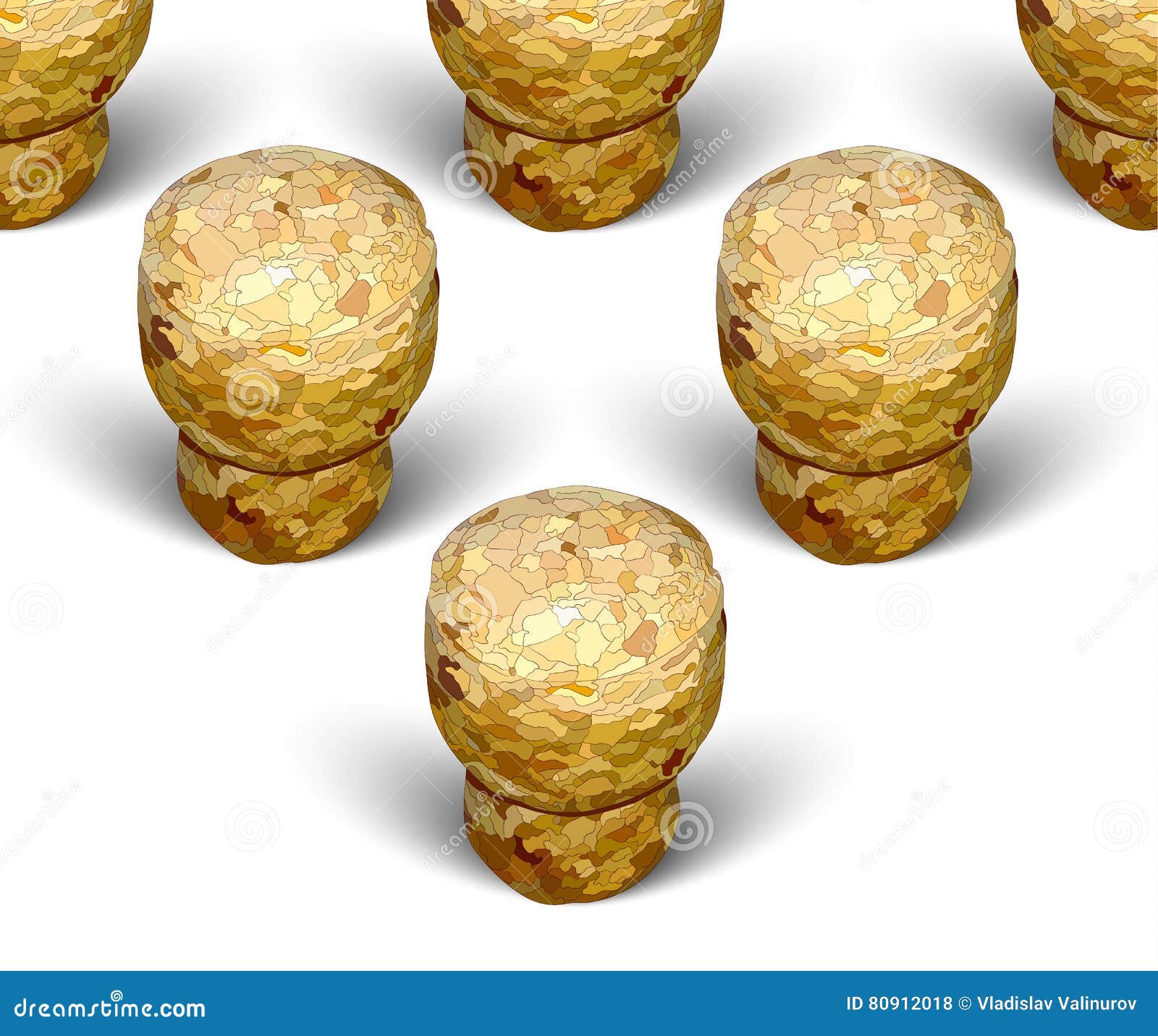 Champagne Cork Triangle Formation White Background Stock Vector ...