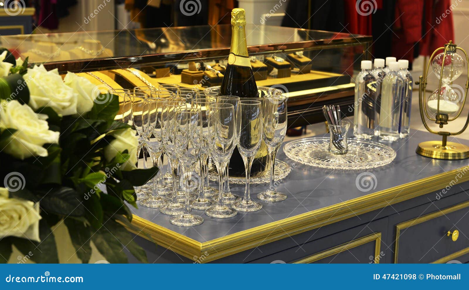 Champagne and Crystal Cup on the Table Stock Photo - Image of fizz ...