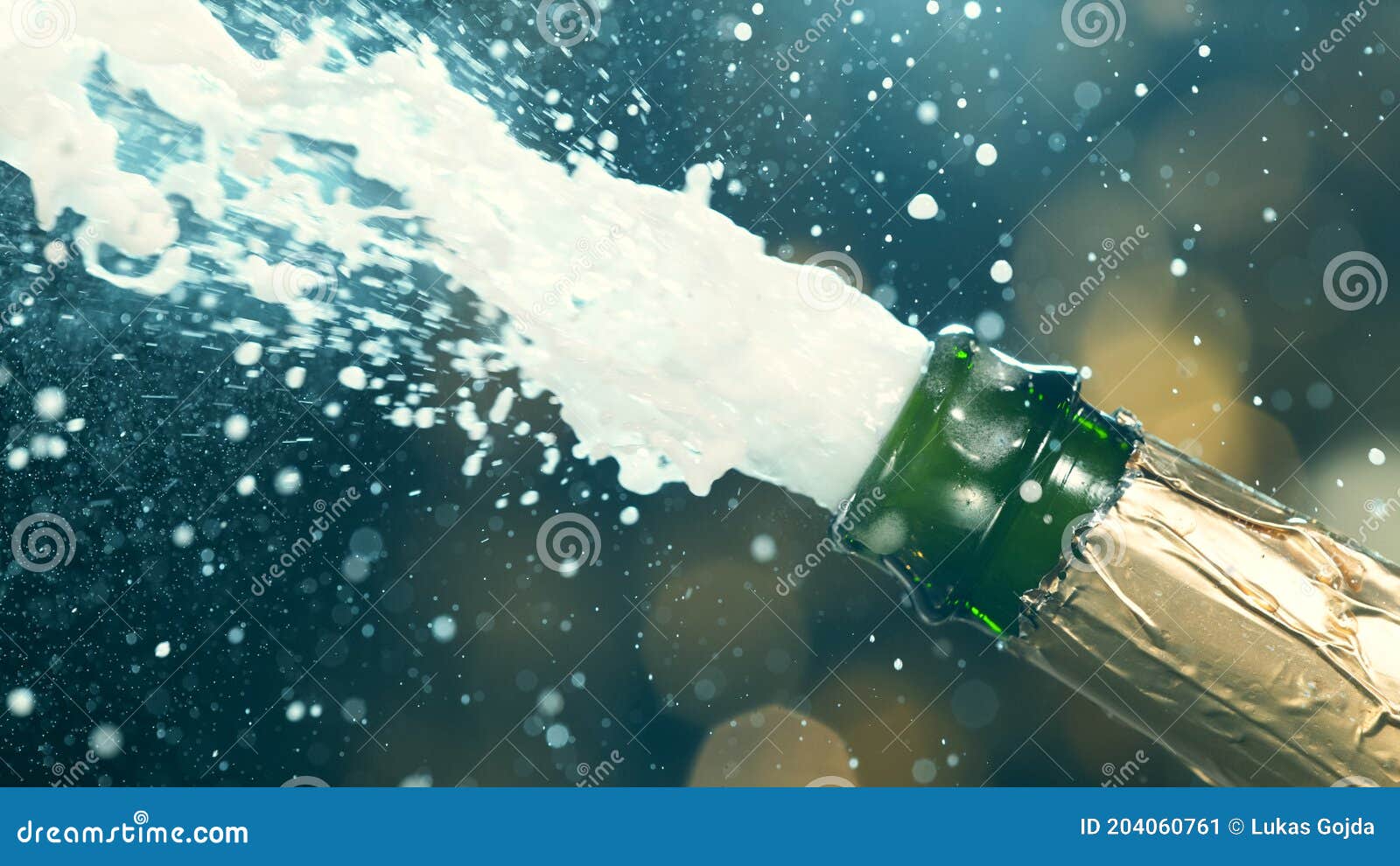 Champagne Explosion with Flying Cork Closure. Stock Image - Image of ...