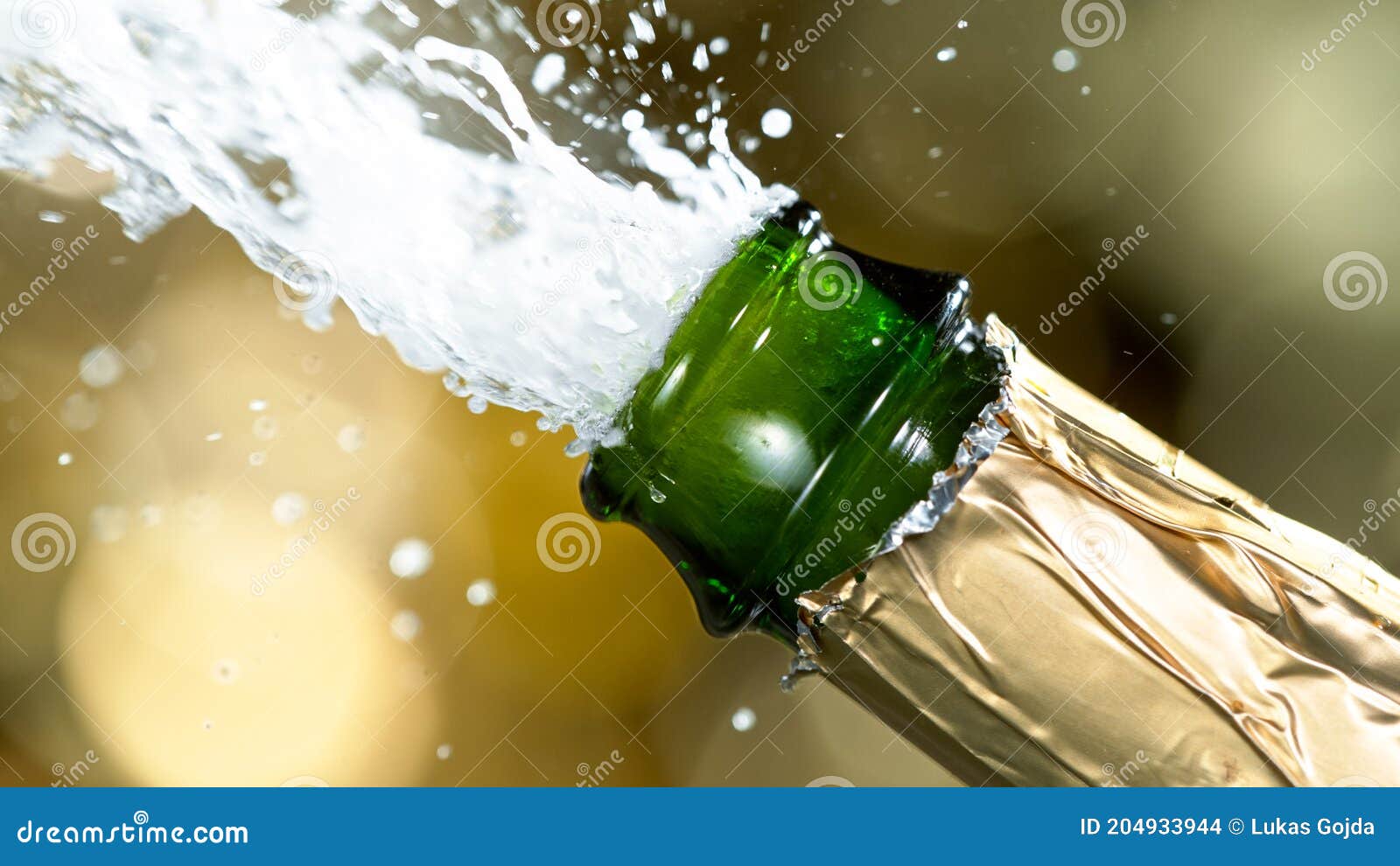 Champagne Explosion with Flying Cork Closure. Stock Photo - Image of ...