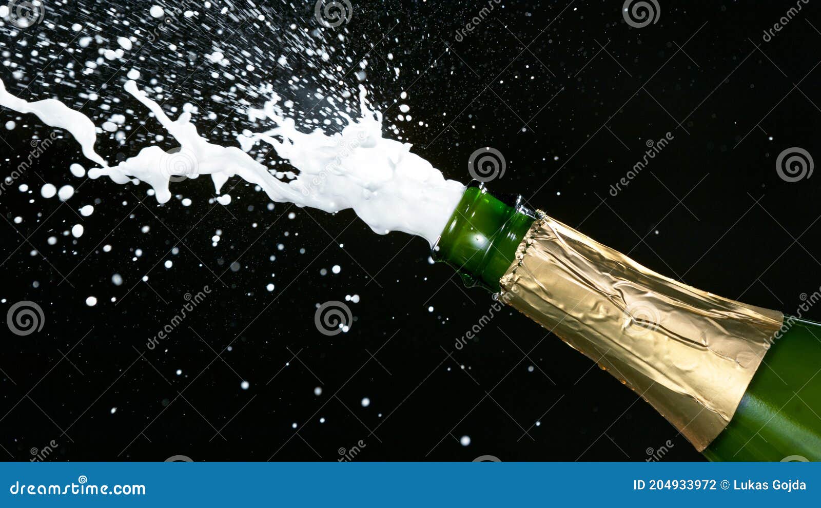 Champagne Explosion with Flying Cork Closure. Stock Photo - Image of ...