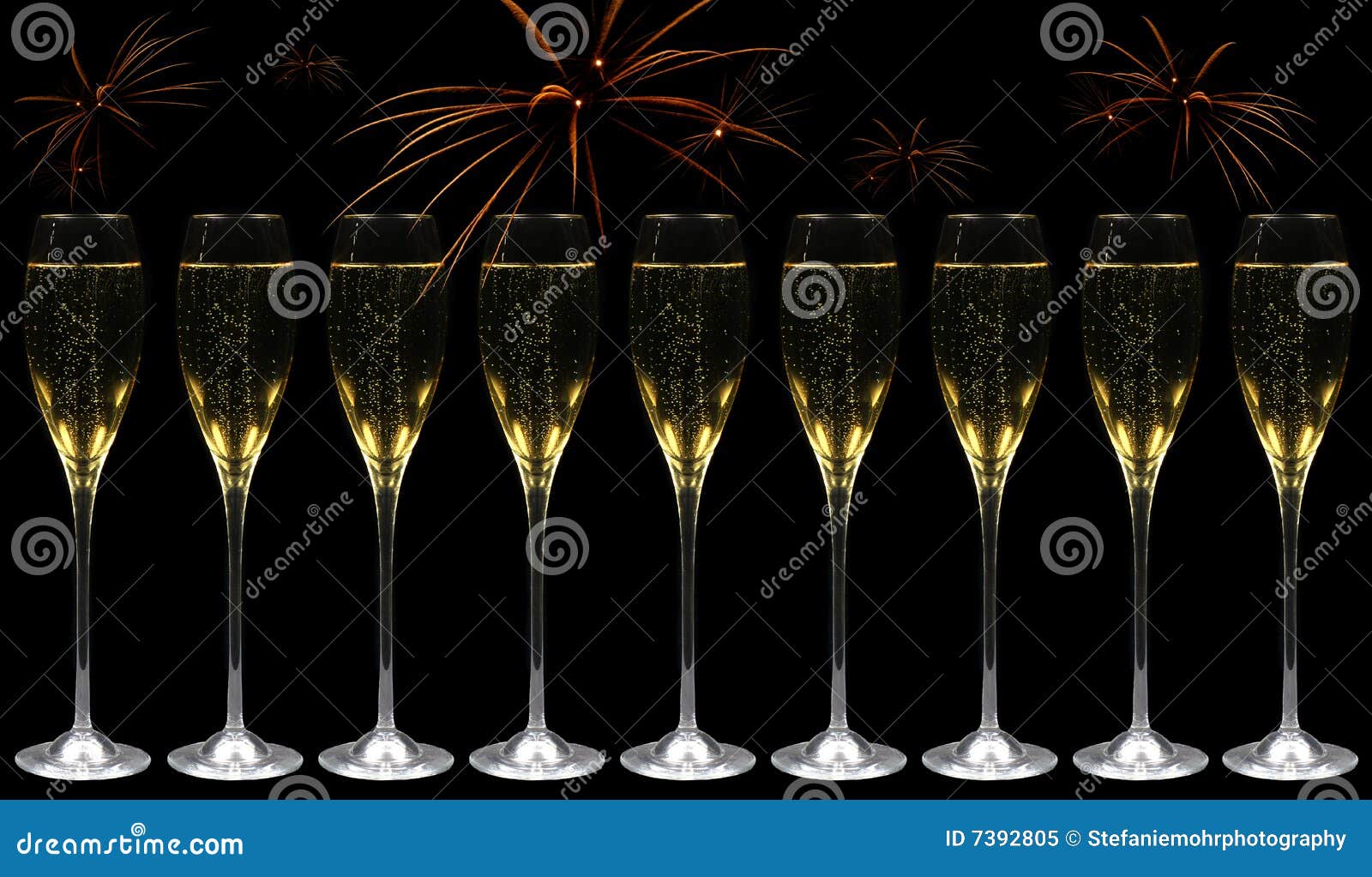 Champagne and Fireworks stock image. Image of christmas - 7392805