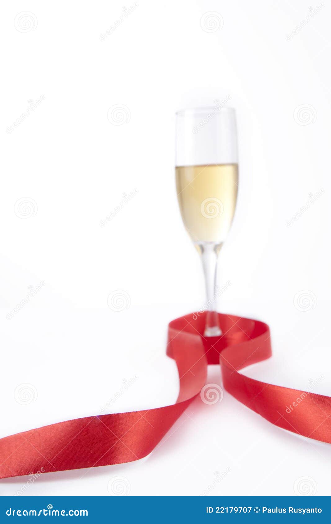 Champagne Glass with Red Ribbon Stock Image - Image of anniversary ...