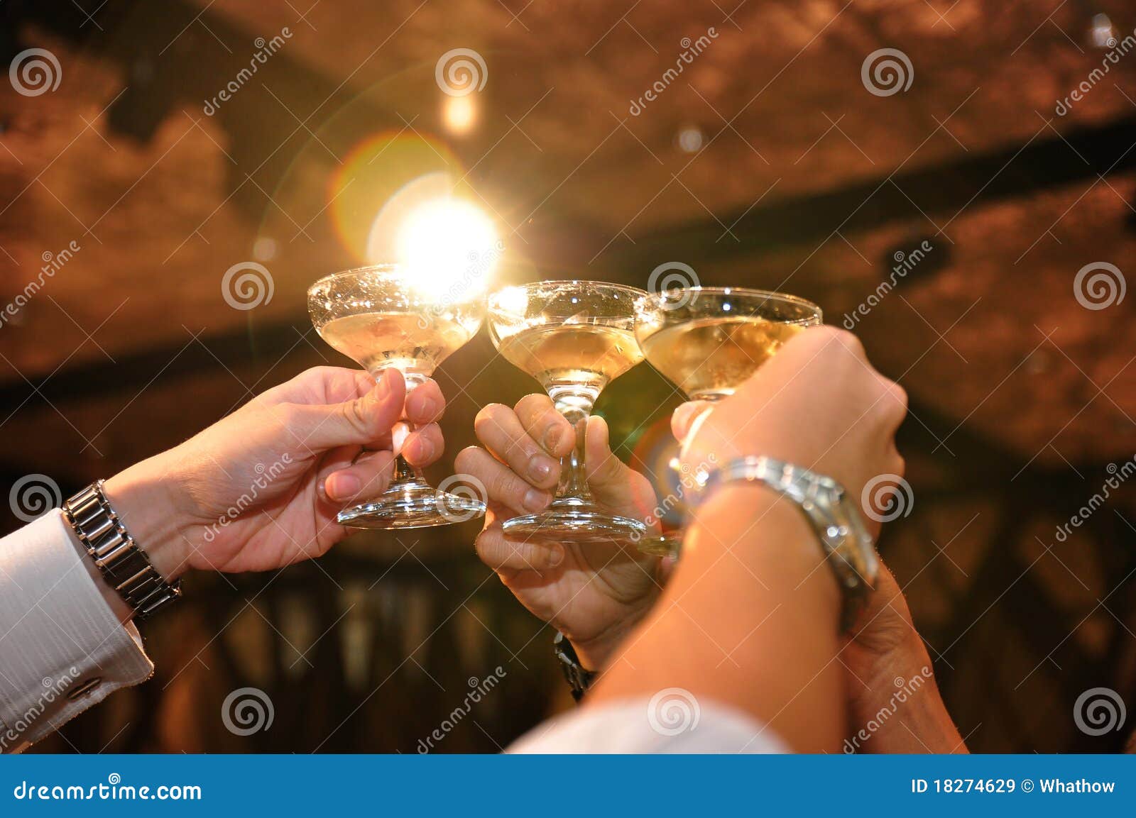 Champagne Glasses Cheers with Lens Flare Stock Image - Image of ...