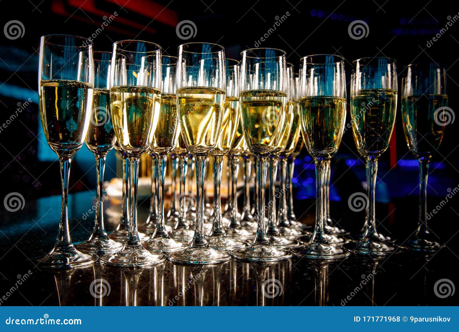 Champagne Glasses at an Event. Stock Photo - Image of alcohol, banquet ...