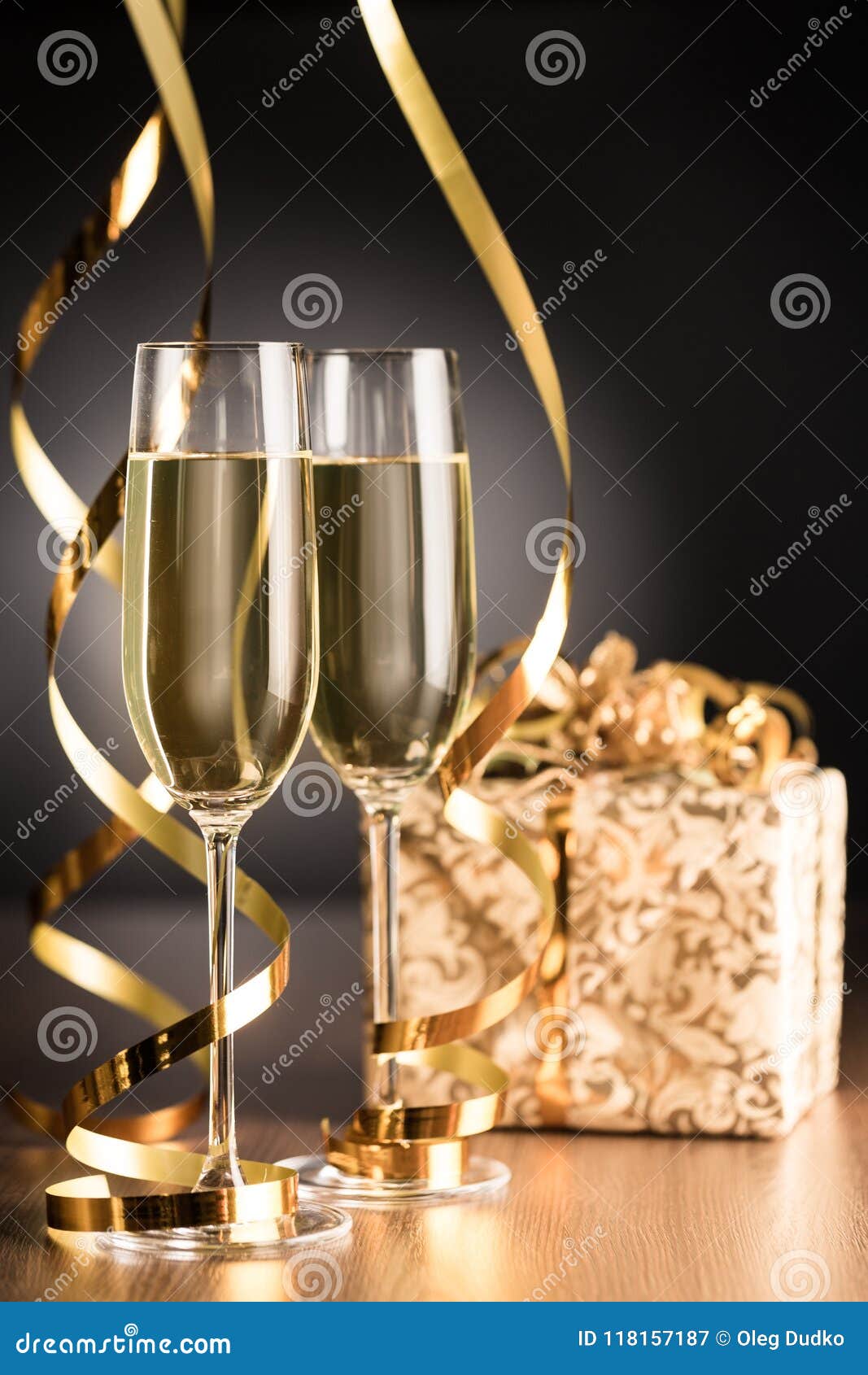 Champagne Glasses with Streamers and Gift Box Stock Image - Image of ... Champagne Glasses with Streamers and Gift Box Stock Image - Image of ...