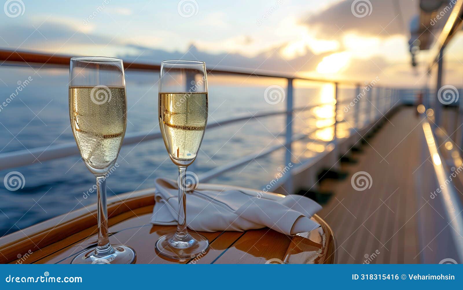 Champagne Glasses on the Table in Luxury Cruise Ship. Stock ...