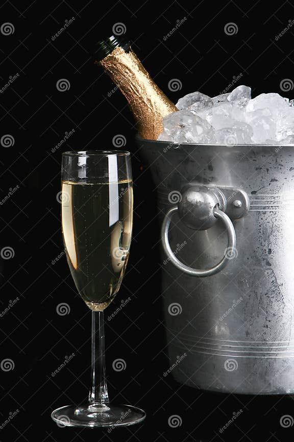 Champagne and Ice Isolated on Black Stock Photo - Image of luxury ...