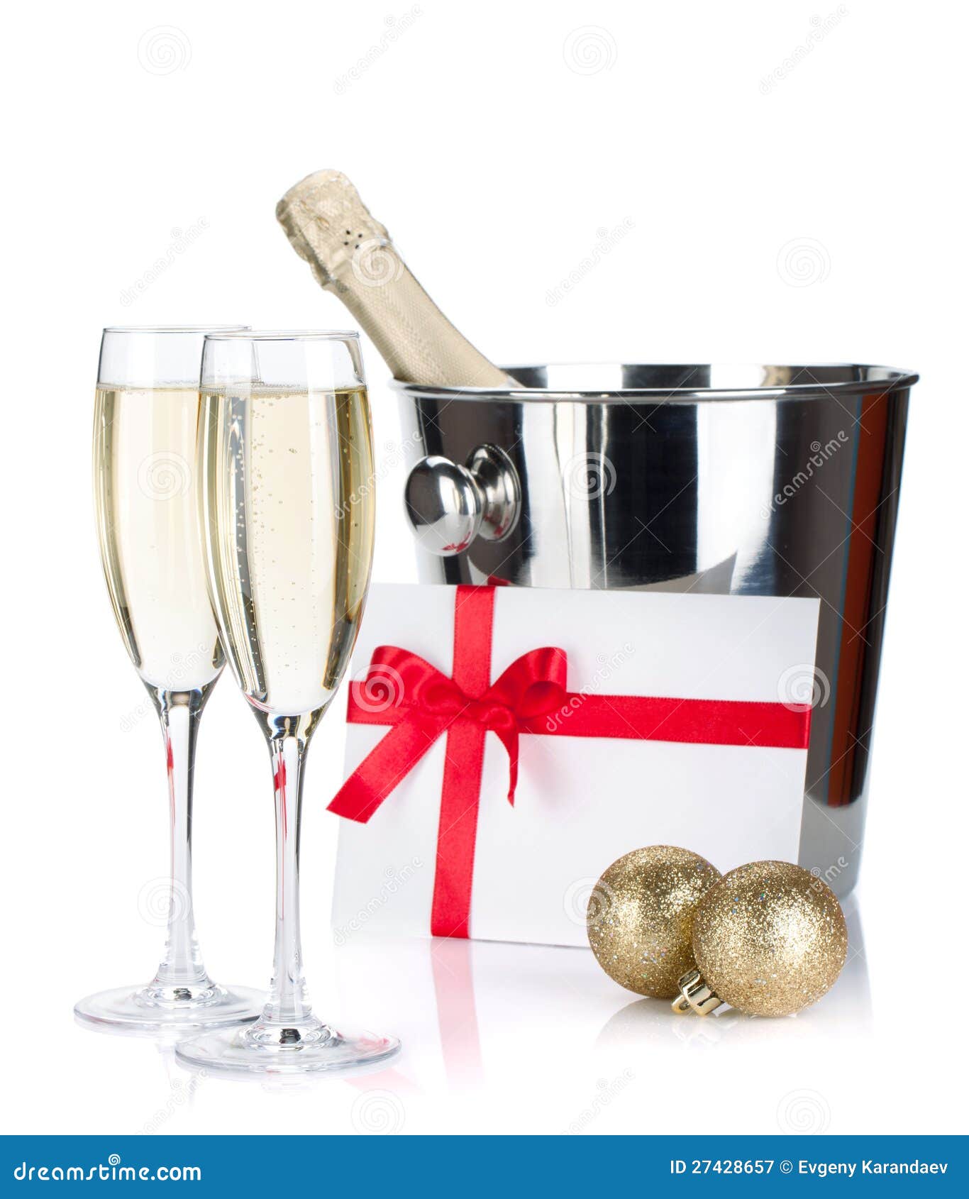 Champagne, Letter and Christmas Baubles Stock Image - Image of ...