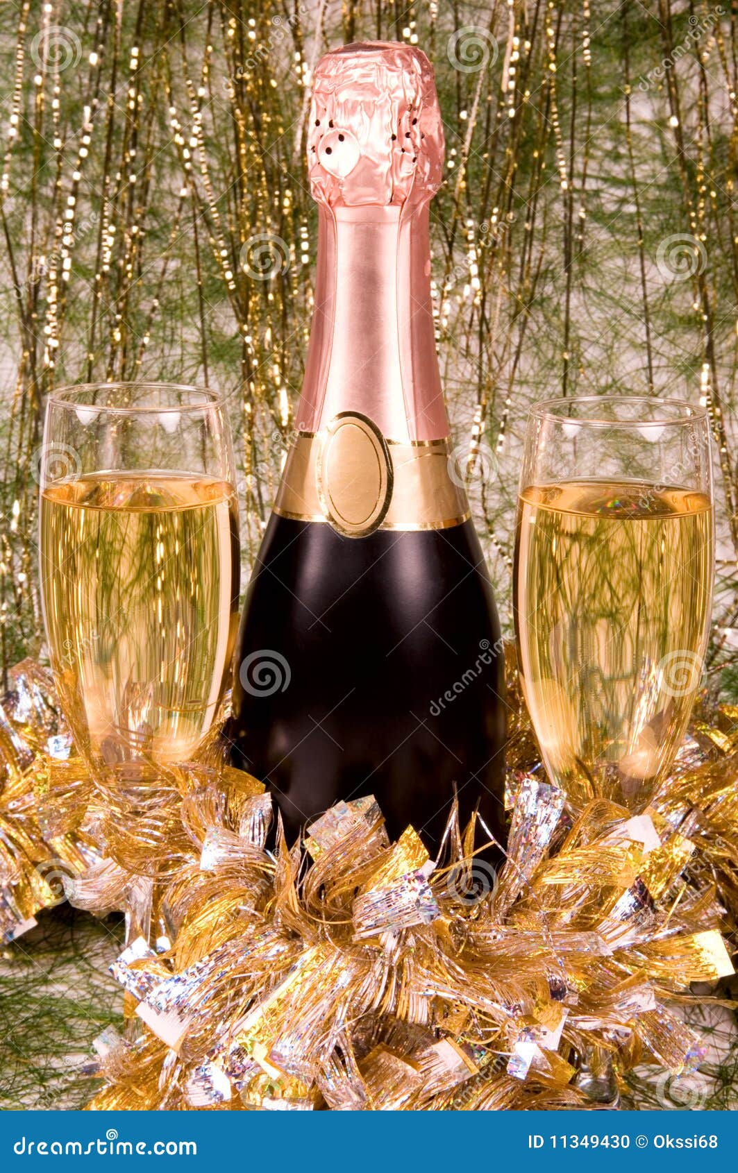 Champagne and New year stock photo. Image of decoration - 11349430