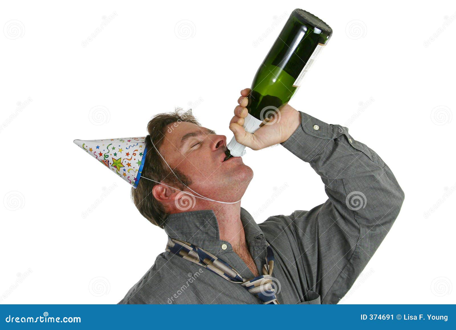 Champagne Party Guy stock image. Image of chugging, good - 374691