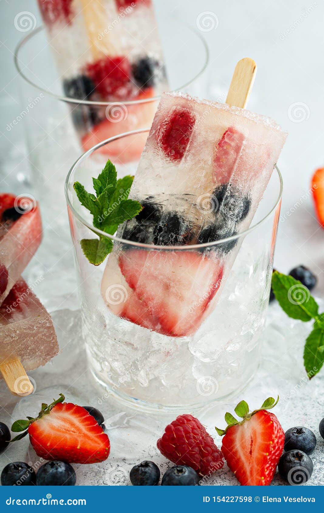 Champagne Popsicles with Berries Stock Photo - Image of frozen, berry ...
