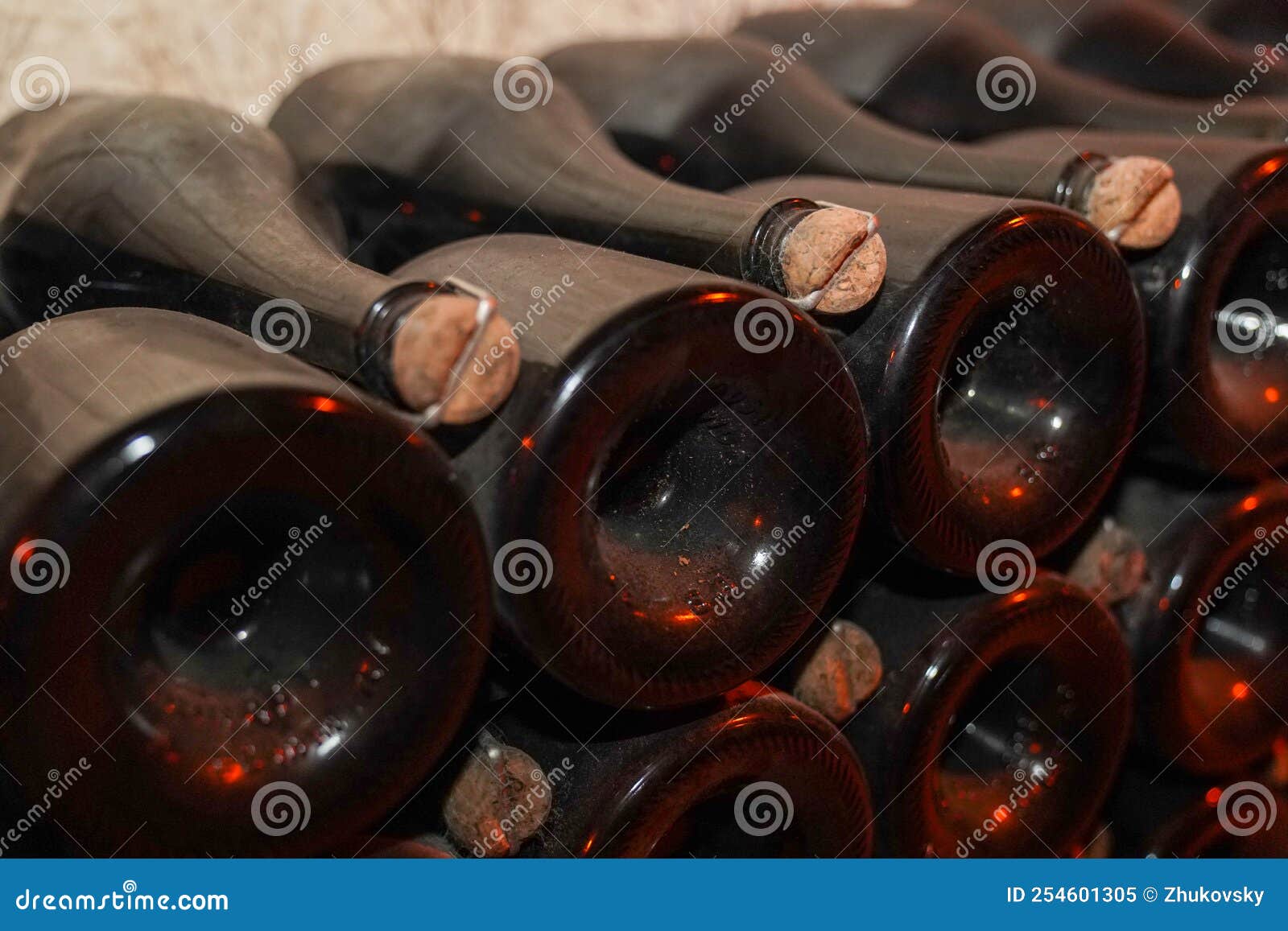 Champagne Production in Traditional Way in a Wine Cellar Stock Image ...