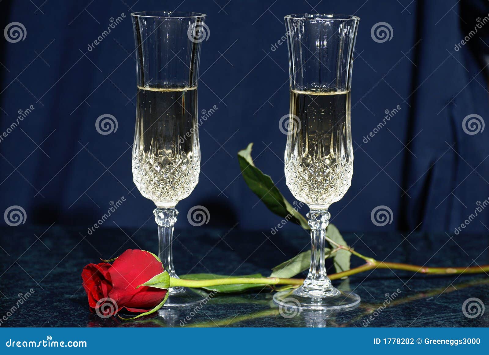 Champagne and a rose. stock photo. Image of celebration - 1778202