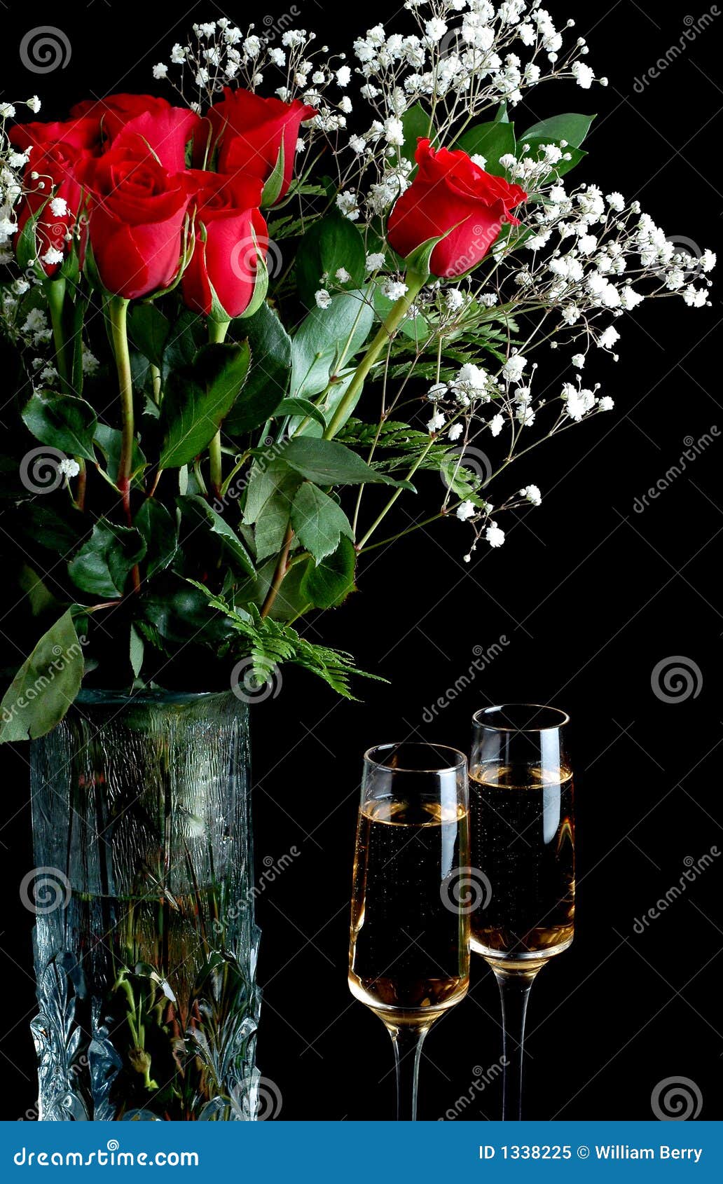 Champagne and Roses stock image. Image of stem, leaves - 1338225