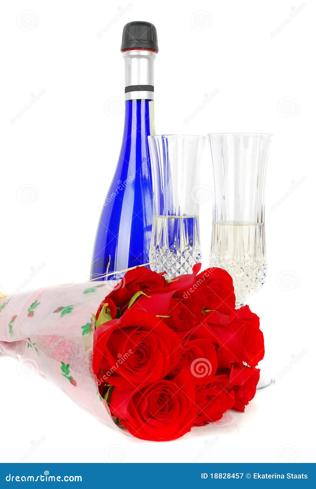Champagne and roses stock image. Image of cushion, full - 18828457
