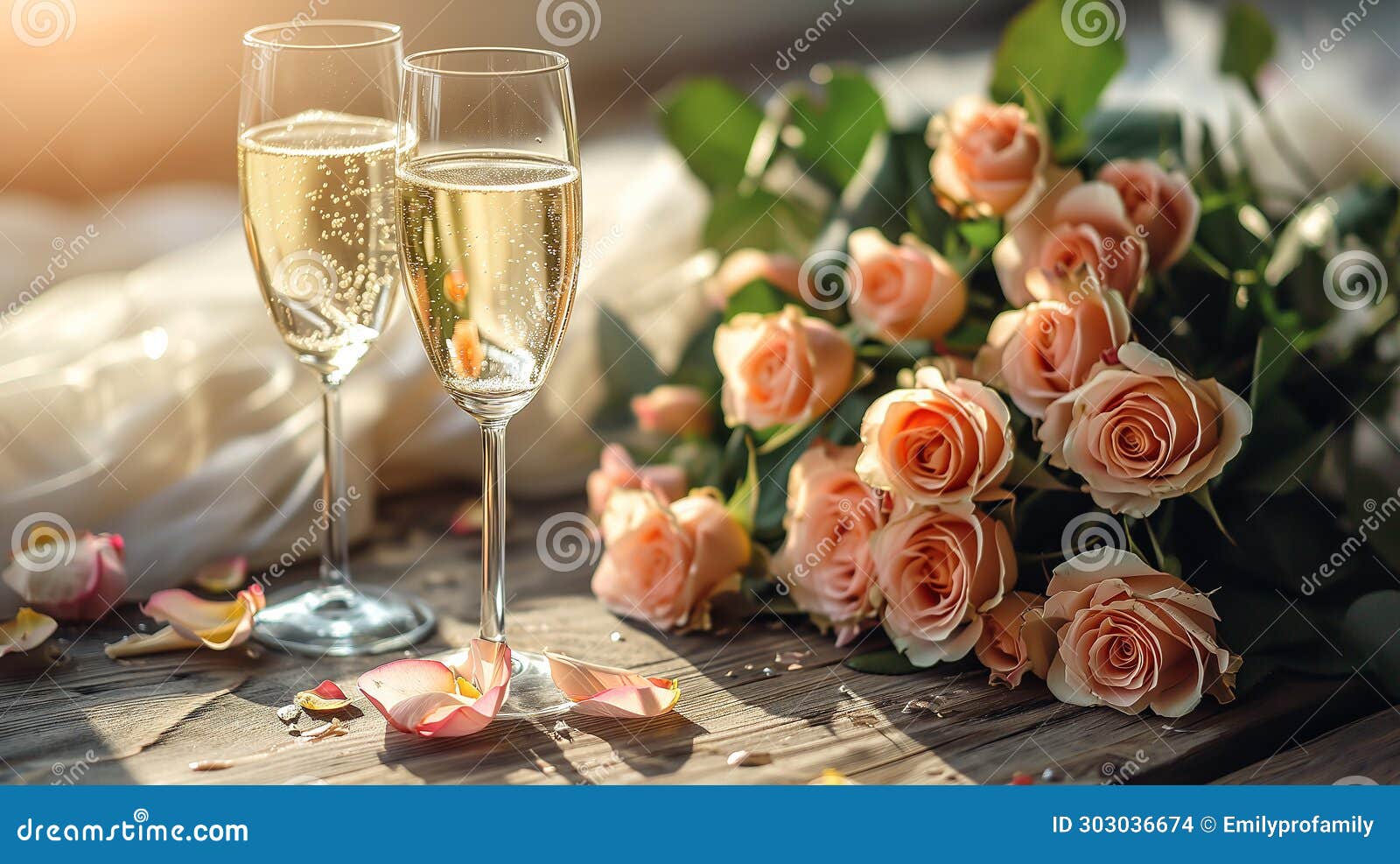 Champagne and Roses, Classic Symbol of Love Stock Illustration ...