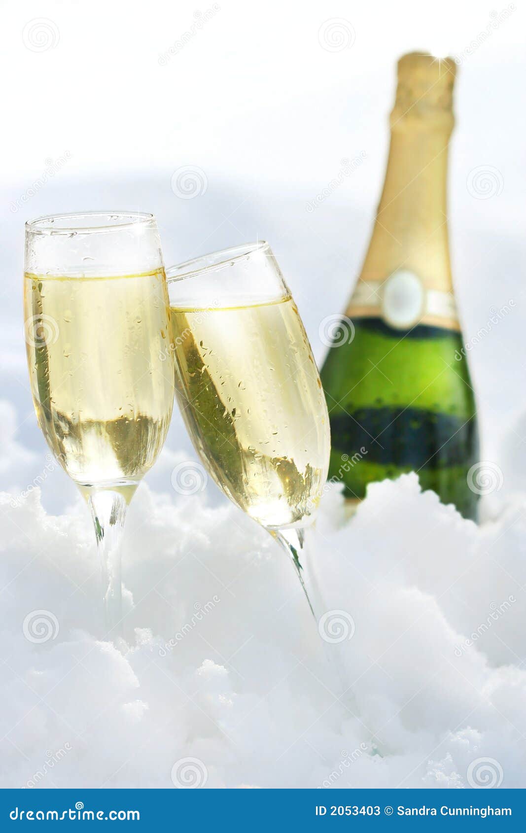 Champagne in the snow stock image. Image of celebration - 2053403