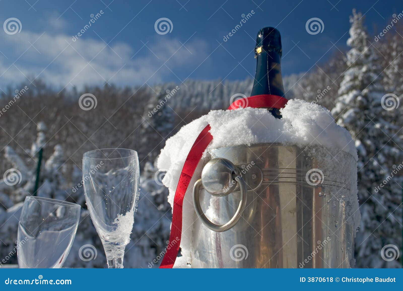Champagne in snow stock photo. Image of occasion, festival - 3870618